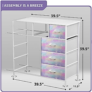 Sorbus Dresser with 9 Drawers - Furniture Storage Chest for Kid’s, Teens, Bedroom, Nursery, Playroom, Clothes, Toys - Steel Frame, Wood Top, Fabric Bins (Tie-dye)