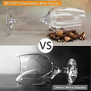 MICHLEY Unbreakable Red Wine Glasses, 100% Tritan Plastic Shatterproof Wine Goblets, BPA-free, Dishwasher-safe 12.5 oz, Set of 6