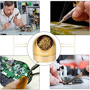 Kaisiking Soldering Iron Tip Cleaner Solder Tip Cleaning Wire and Holder Station Soft Coiled Brass with 3 Pcs Solder Tip Cleaning Wire and 1 Pcs Holder For Cleaning Soldering Irons and Tips