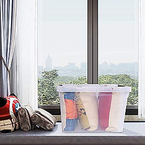 Minekkyes 4-Pack 34 Quart Clear Latching Box Totes, Plastic Storage Bin