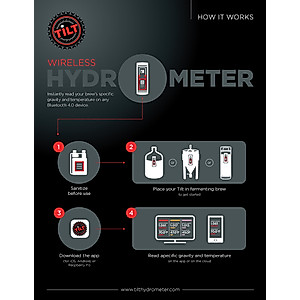 Tilt Wireless Black Hydrometer and Thermometer: Patented Brewing Technology for Precision Monitoring & Control for Fermentation of Beer, Wine, Cider, Mead & More