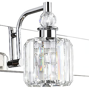 Ralbay Crystal Vanity Lights 2 Lights Modern Crystal Chrome Bathroom Vanity Light for Bathroom Lighting Fixtures Over Mirror