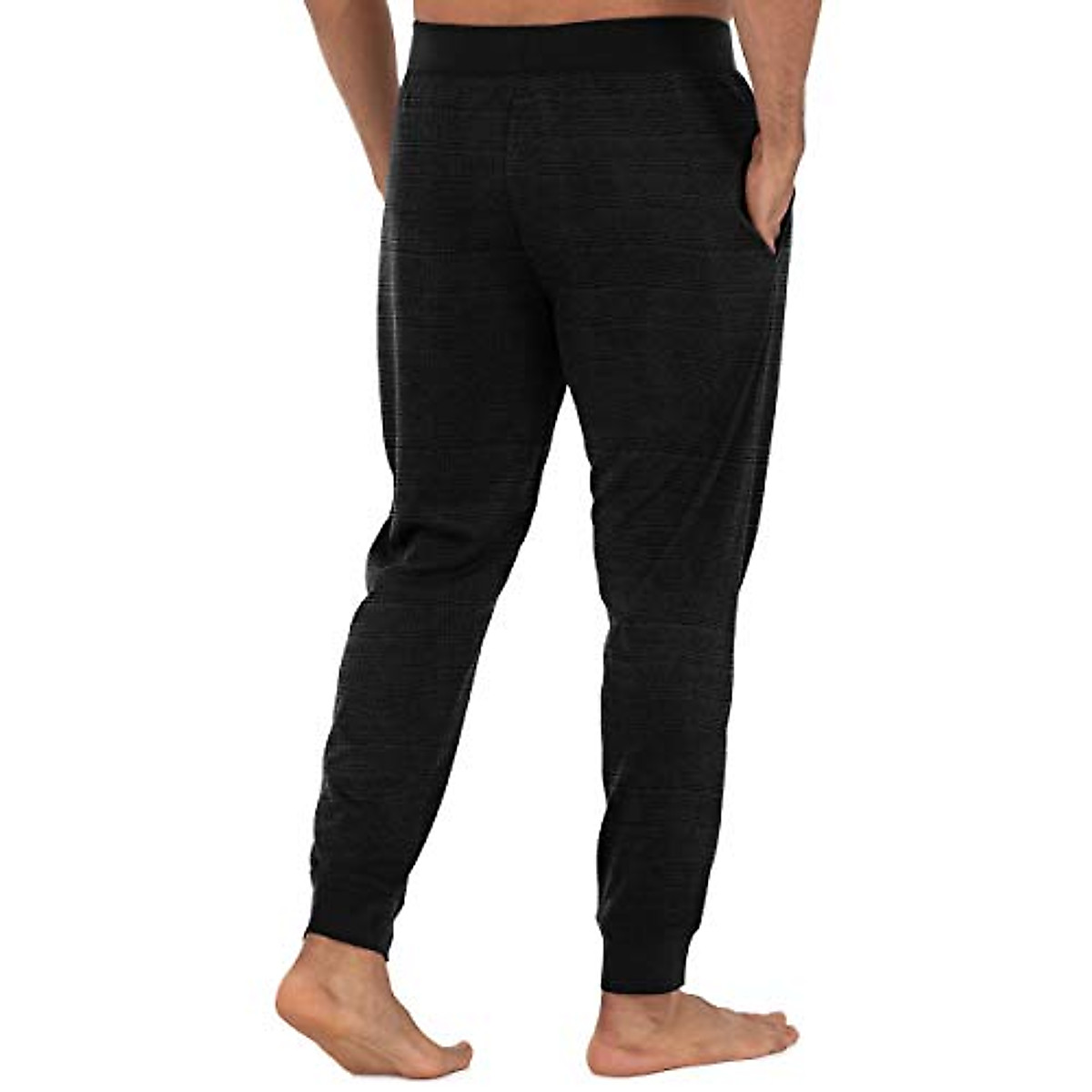 Van Heusen Men's Varigated Textured Waffle Jogger Sleep Pant, Black, Large