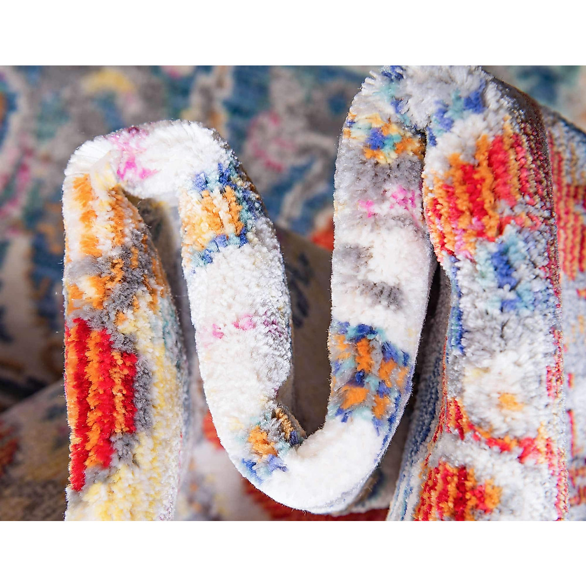 Unique Loom Austin Collection Botanical, Medallion, Vintage Area Rug, 8' 0" x 10' 0", Beige/Blue