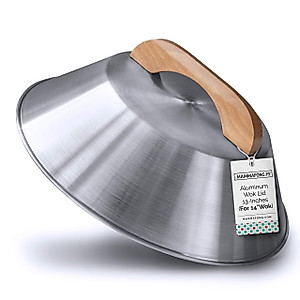 Mammafong Aluminum Wok Cover for 14" Hand Hammered Wok, 13 inch Flat Wok Lid