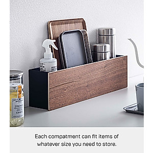 Yamazaki Home Rin Desk Organizer - Tv Remote Control And Pen Holder - Large - Steel + Wood