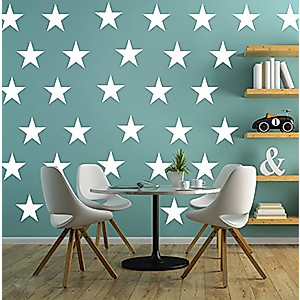 DXLING 48pcs/Set of Large White Stars Vinyl Wall Decor Stickers DIY White Star Wall Decals Art for Kids,Nursery Room Decor Mural Wallpaper D399 (White)
