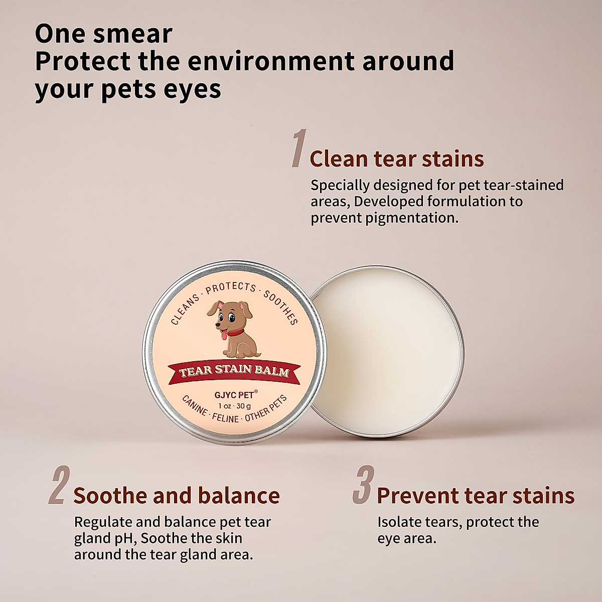 Tear Stain Remover for Dogs 1oz - Dog Tear Stain Remover for White Dogs, Pet Eye Cleaner, Dog Eye Care for Tear Stains, Dog Eye Booger Remover, Cat Tear Stain Remover, Eye Stain Remover for White Fur