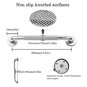 TiStm Grab Bar Bath Shower Handle Bath Handle with Anti Slip Grip 12inch/300 Mm 2 Pack 304 Stainless Steel Bathroom Shower Safety Handle for Bathtub Toilet Bathroom Kitchen Stairway