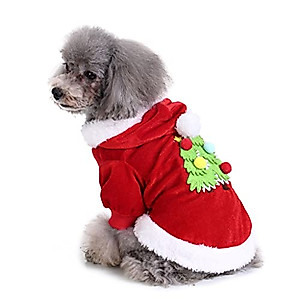 Ornaous Cute Dog Cat Christmas Hoodie, Pet Xmas Tree Cosplay Costume, Puppy Fleece Outfits Warm Clothes（M Size）