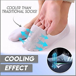 Meeyeet 6 pairs Breathable Ice Silk Socks, Flat Invisible 360 ​​° Non-slip Summer Socks with Prevents Odor Cooling Effect (6PCS)