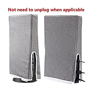 Dust Cover for PS5 Game Console, for Digital and CD ROM Edition, Oxford Cloth Vertical Protector Case, Anti Scratch Waterproof Dust Guard, Precision Cut(Grey)