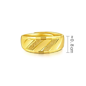 CHOW SANG SANG 999.9 24K Solid Gold Price-by-Weight Gold Modern Stripe Band Ring for Women 82813R | Size Adjustable (Approx. 0.09tael (~3.36g), Adjustable)