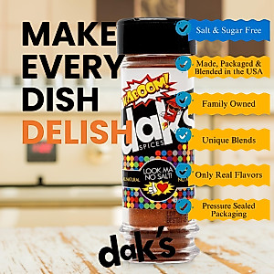 DAK's Spices Kaboom Mouth Watering Seasoning Blend | 100% Salt & Sugar Free | Premium & Healthy Seasoning | MSG Free, Preservative Free, Potassium Chloride Free | Low Carb & Keto Friendly | Perfect for Clean Eating & Adding Flavor to Recipes | 1.5 oz