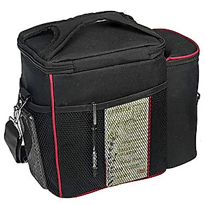 Large Meal Prep Lunch Box - Insulated Lunch Box For Women or Men - Perfect For Multiple Containers/Meals - Keep Food Cool and Organized - A2S Black/Red