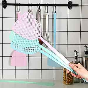 100 Pieces Fly Swatter Plastic Fly Swatters Heavy Duty Colorful Strong Flexible Manual Fly Swat Set Strong Durable Flexible Long Handle Manual Swat Flies and Mosquitoes Striking Fly Swatters Set