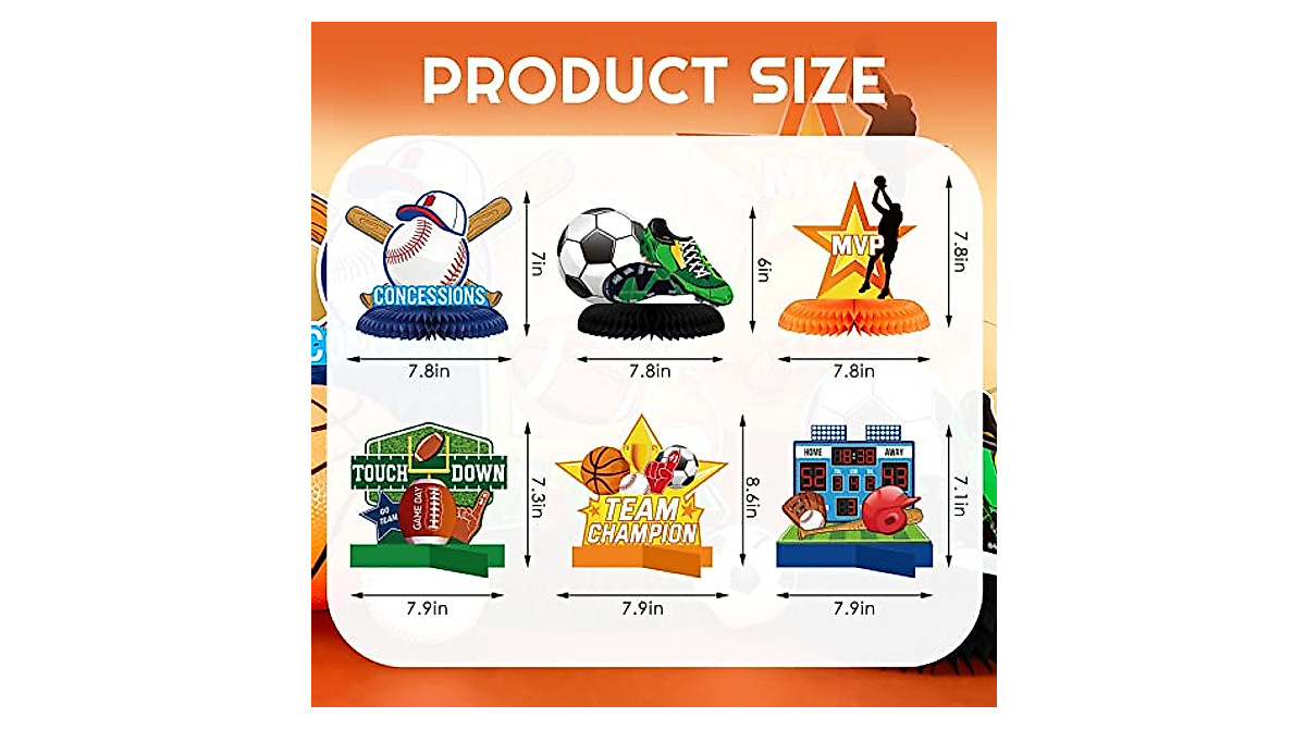Sports Themed Birthday Party Supplies - Complete 10-Piece Set for Events