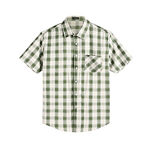 COOFANDY Men's Short Sleeve Plaid Dress Shirt Classic Fit Wrinkle-Free Casual Button Down Checked Shirts with Pocket Green, Large