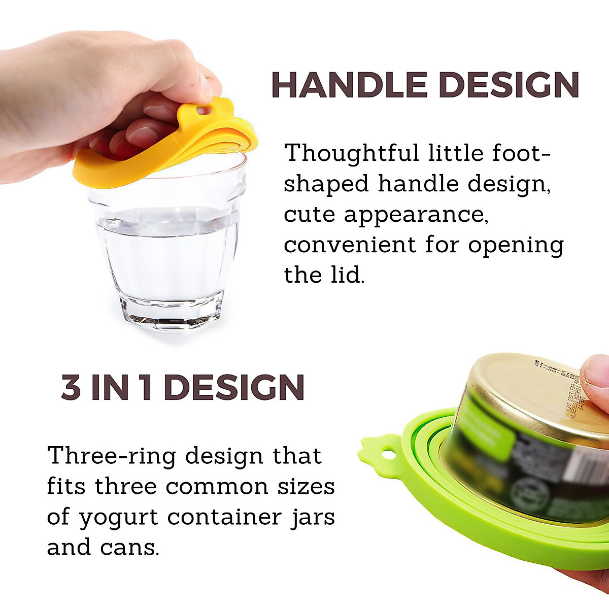 BENIFILE 3-in-1 Oui Yogurt Jar Lids - 4 Pack Oui Jar Lids Compatible with Yoplait Yogurt Container Reusable Silicone Stretch Canning Lids Replacement Covers for Oui Yogurt Glass Jars