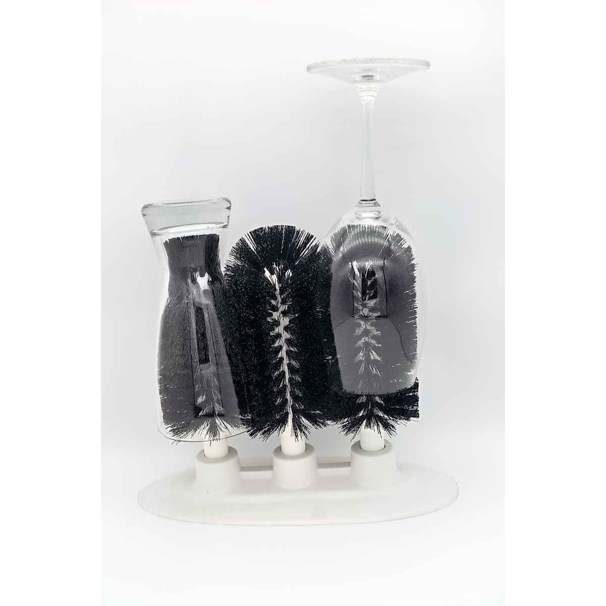 KissKleen Glass Cleaner Brush - Bar and Restaurant Commercial Glass Washer Brush for 2 Glasses - Wine Glass, Bottle, and Cup Washer to Remove Water Spots & Stains