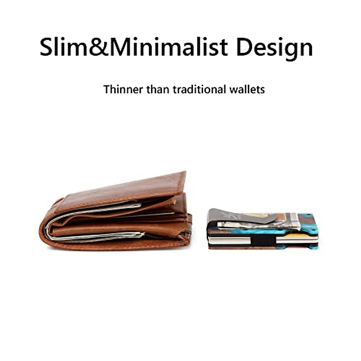 RIGYRIVR Minimalist Slim Wallet for Men - RFID Blocking Credit Card Holder, Wood Wallet With Money Clip, Holds 15 Cards and Cash, Gifts for Men,Unique Pattern,Black