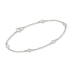 Ross-Simons 0.60 ct. t.w. CZ Station Bracelet in Sterling Silver. 8 inches