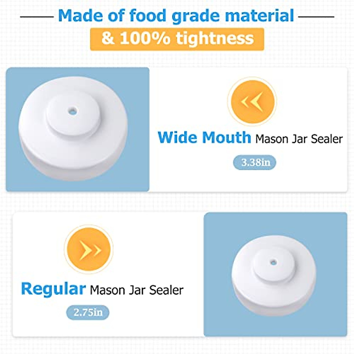 Mason jar vacuum sealer kit for Wide Mouth&Regular Mason jars,With 【Hand Vacuum Pump】&【Suction Hose Connecter for foodsaver】,Suitable for Home Kitchen and Outdoor Camping etc.