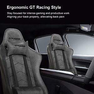 GTRACING Gaming Chair with Footrest Big and Tall Office Executive Chair Heavy Duty Adjustable Recliner with Headrest Lumbar Support Cushion Desk Chair (Dark Gray)