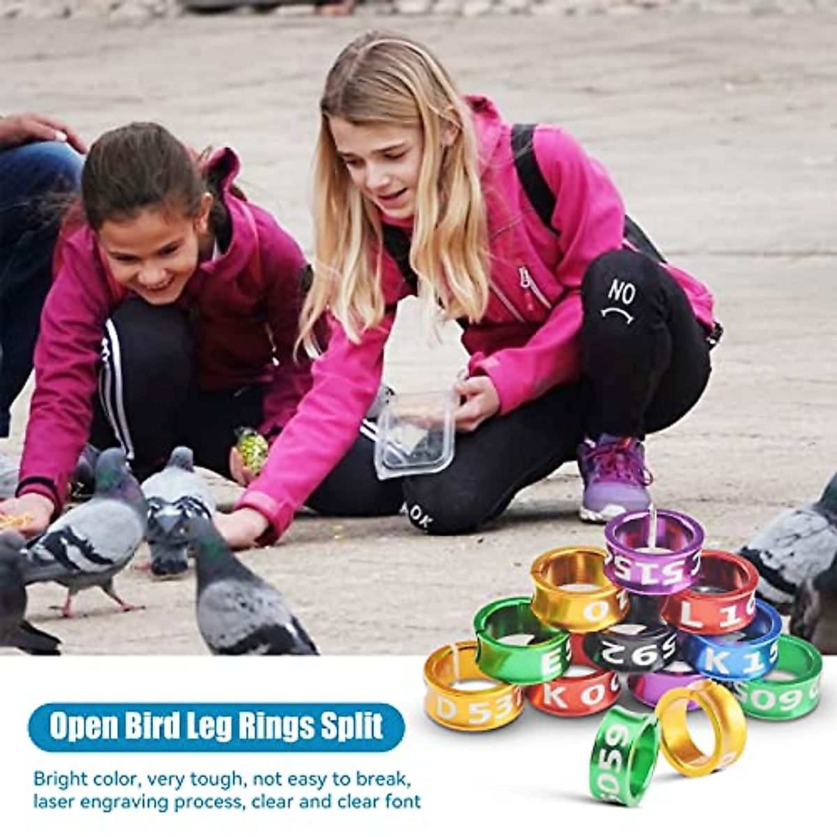 PFCKE Open Bird Leg Rings Split Bird Leg Rings Aluminum Split Bird Leg Rings Ldentifying Pigeons Training Rings Hibiscus Birds, Parrots, Peonies, Doves, etc. Mixed Colors 50 PCS Per Pack