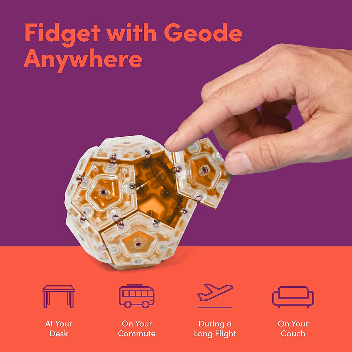 Speks Geode Sphere Magnetic Fidget Toy for Adults & Teens 14+ | Sensory Gadget for Stress Relief and Anxiety, Office Desk Toy Present, Christmas Gift, Holiday Stocking Stuffer | Lava, 12-Piece Set