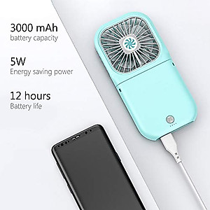 FRIDG USB Rechargeable Cooling Fan Portable Hanging Neck Mini Fan Power Bank Black