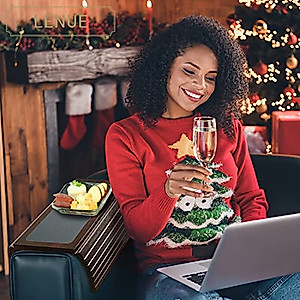 LENUE Bamboo Sofa Arm Tray - Newly Upgraded Small TV Side Table for Your Couch - Ideal Cup Holder, Drink Coaster and Remote Caddy - Perfect for Birthday, Housewarming & Wedding Gifts