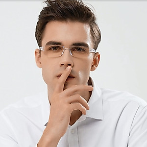 Viseng 3 pairs of reading glasses, blue light blocking glasses, computer reading glasses for men and women, fashionable rectangular one-piece glasses frame+2.5