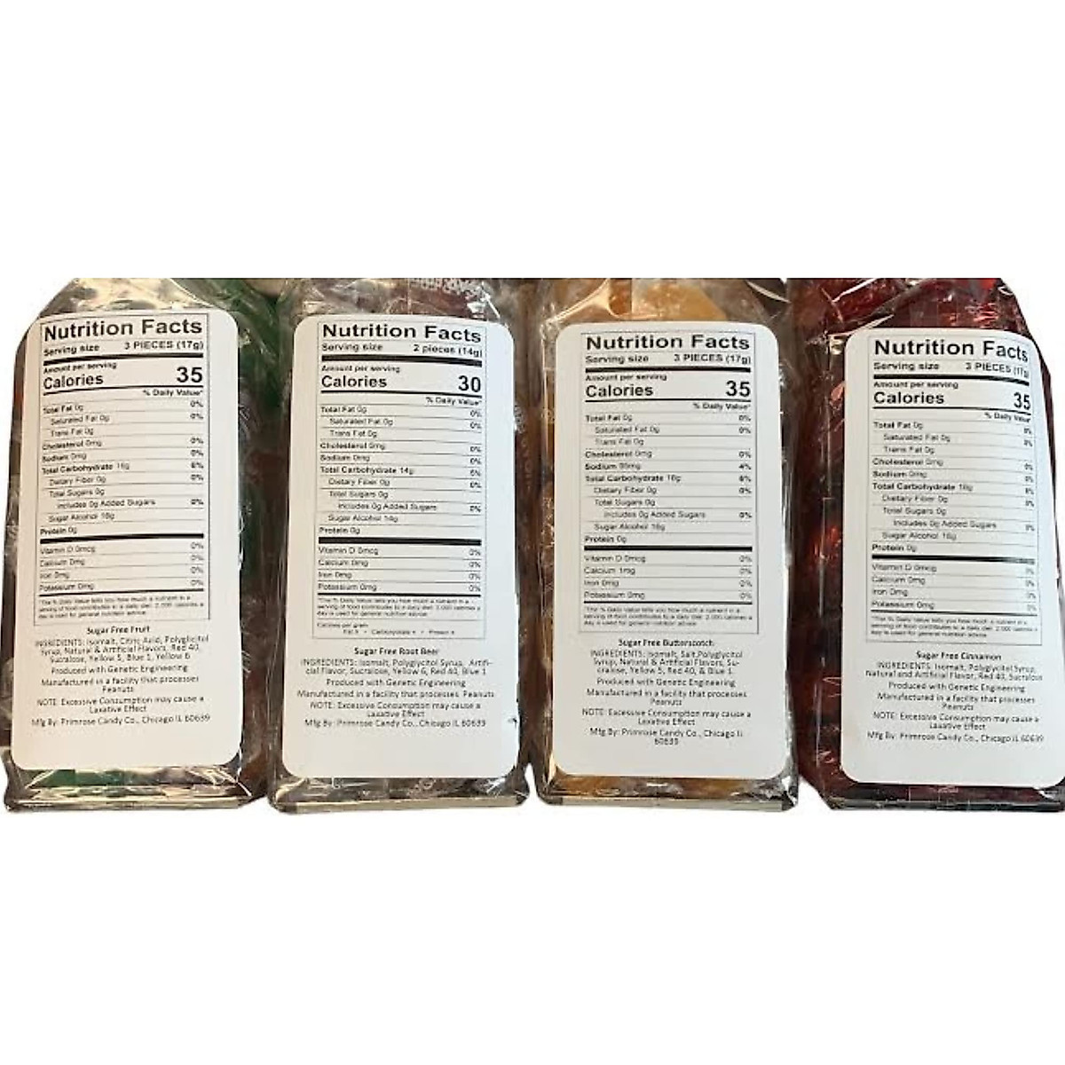 Sugar Free Candy Variety Gift Box – Sugar Free Hard Candy Bulk Candy Individually Wrapped 4 Assorted Flavor Bags