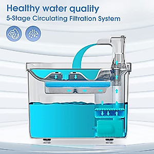 Kactoily Water Fountain for Cats Inside Pet Fountain Cat Water Dispenser Automatic 61oz/1.8L Ultra-Quiet Cat Drinking Fountains(USB Adapter, Brush, Cloth, 2*Filter)