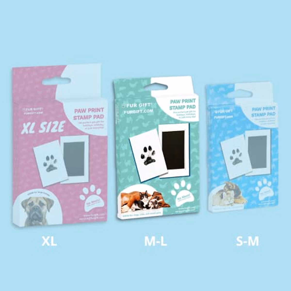 FUR GIFT Paw Print Stamp Pad, 100% Pet Safe, Pet Paw Print Kit, No-Mess Ink Pad, Imprint Cards, Pet Memorial Keepsake, Dogs, Cats, Small Pets, Pet Owner, Pet Memory Project, Nose Print (Medium-Large)