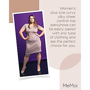MeMoi Plus Size Curvy Silky Sheer Control Top Pantyhose City Beige 7X