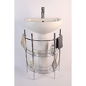 Croydex Mild Steel Pedestal Storage Unit with Shelves and Towel Rail