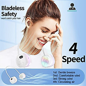 PBOX Portable Neck Fan, Hands-Free Foldable Bladeless Fan, wearable air conditioner,2000 mAh Battery Operated Wearable Personal Fan