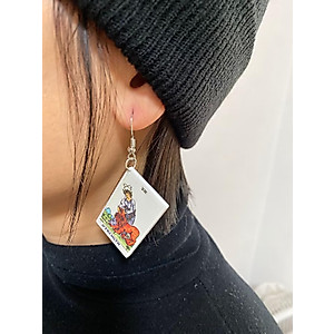 VEINTI+1 22 Pairs Tarot Card Earrings arot Divination Earrings Wheel of Fortune Grand Arcana Earrings Waite Tarot Earrings Jewelry with Double Side Tarot Patten Pendant Earring for Women Playing Astrology Charms Decor Nature'S Secret Library Regalo De Joy