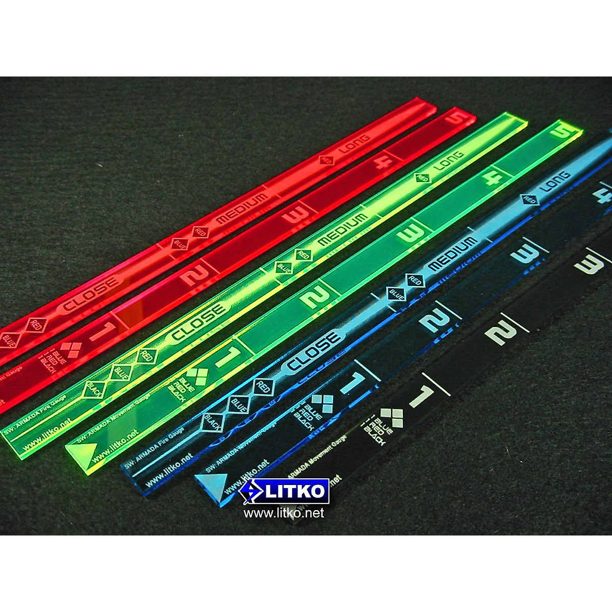 LITKO Movement Ruler | Range Gauge| Compatible with Star Wars: Armada | (Fluorescent Blue)