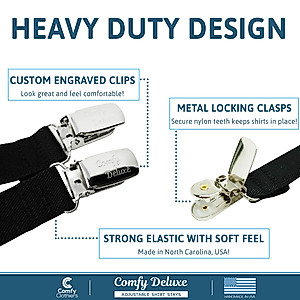 Comfy Deluxe Shirt Stays for Men and Women - Y-Style Adjustable Shirt Garters to Keep Shirts Tucked In