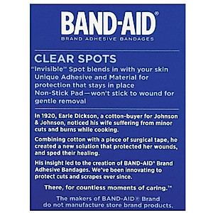 Band-Aid Brand Tru-Stay Clear Spots Discreet First Aid and Wound Care for Minor Cuts and Scrapes, All One Size, 50 Count