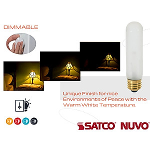 Satco 25W T10 Tubular Bulb - Medium Base - Frosted - 120V