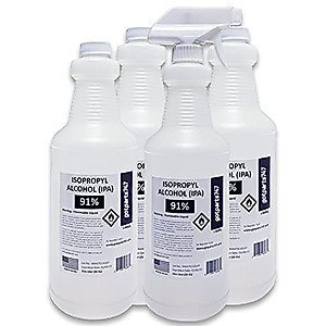 4 Liters (More Than 1 Gallon) Ultra High Purity USP Grade Isopropyl Alcohol 91% - Made in The USA - Includes One Trigger Sprayer