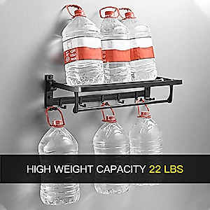 MUSTORN Towel Rack Wall Mount for Bathroom with Towel Bar and Hooks 23.6 in Foldable Towel Shelf Lavatory Towel Organizer Matte Black