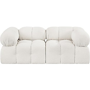 Meridian Furniture 611Cream-S68A Ames Collection Modern | Contemporary Modular Sofa with Rich Cream Boucle Fabric, Modular to Create Infinite Configurations, 68" W x 34" D x 28" H, Cream