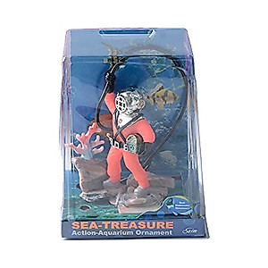 Saim Diver with Hose Live Action Aerating, Air Action Aerating Decorations Diver Movement Live-Action for Aquarium Fish Tank Ornament - Rose Red