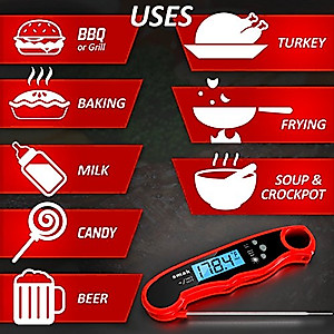 Digital Instant Read Meat Thermometer - Waterproof Kitchen Food Cooking Thermometer with Backlight LCD - Best Super Fast Electric Meat Thermometer Probe for BBQ Grilling Smoker Baking Turkey