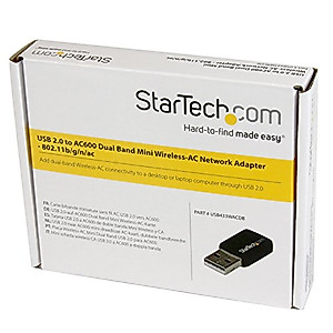 StarTech.com USB 2.0 AC600 Mini Dual Band Wireless-AC Network Adapter - 1T1R 802.11ac WiFi Adapter - 2.4GHz / 5GHz USB Wireless (USB433WACDB), Black
